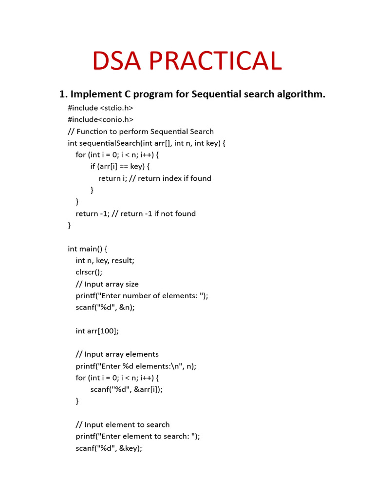 Dsa Practicals | PDF | Algorithms And Data Structures | Computer ...