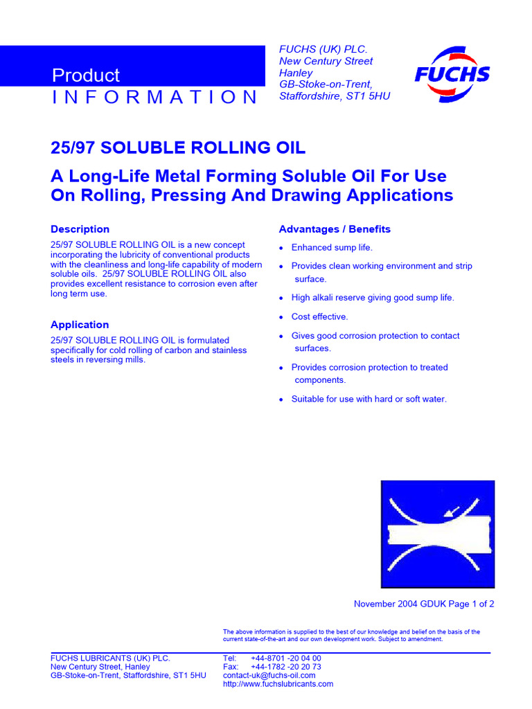 25 - 97 Soluble Rolling Oil (Pi-En) | PDF | Lubricant | Corrosion