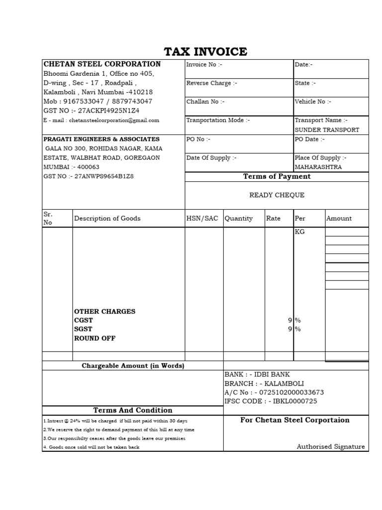 Bill Format 1 | PDF | Public Administration | Trade