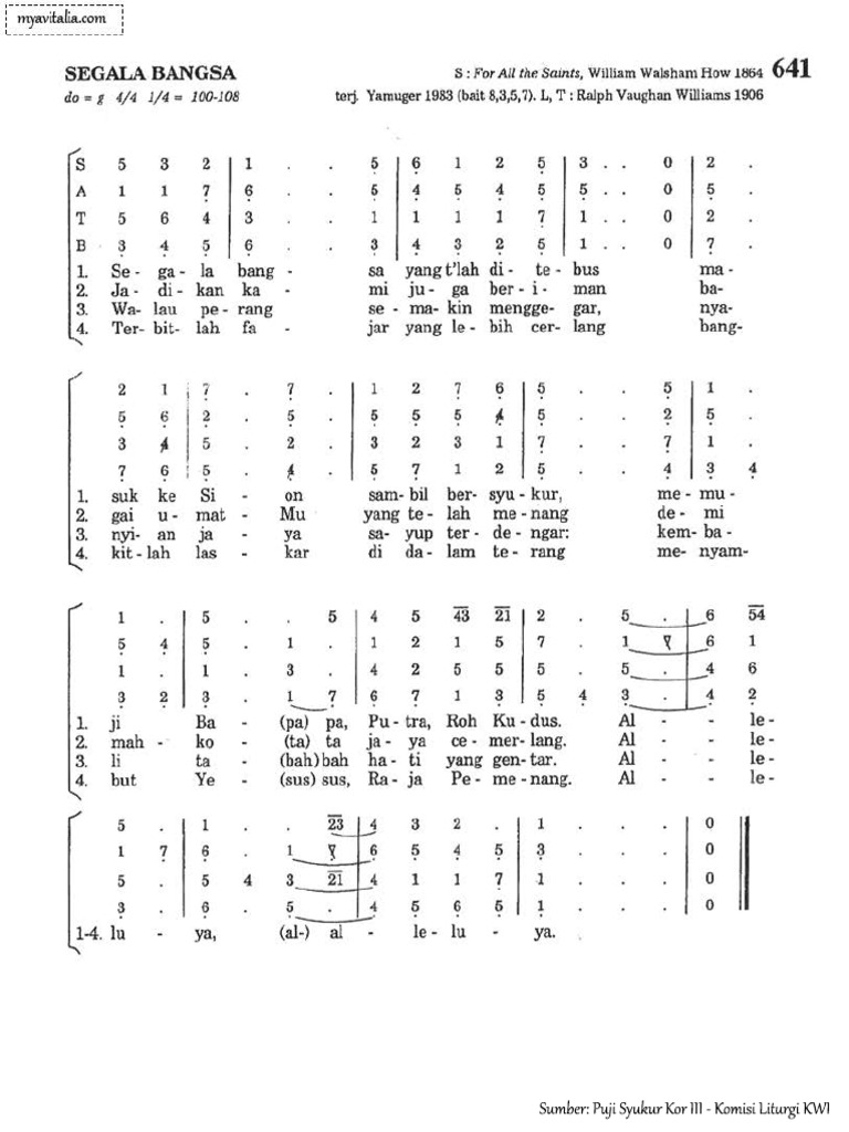 Notasi Lagu Segala Bangsa | PDF