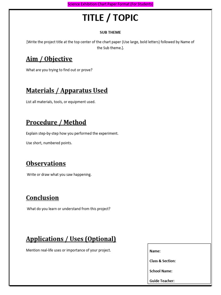 Science Exhibition Chart Paper Guide | PDF