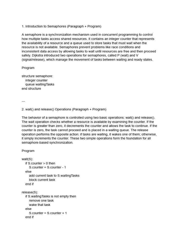 Semaphore | PDF | Synchronization | Concurrent Computing