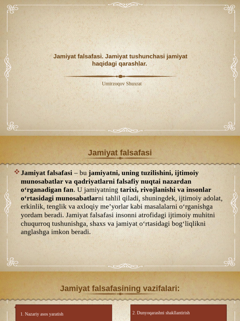 Jamiyat Falsafasi 1reja | PDF