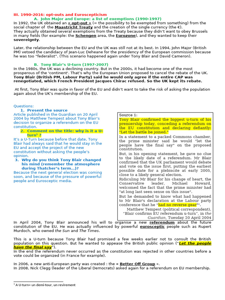UK-EU Relations: Opt-Outs & U-Turns | PDF | Brexit | David Cameron