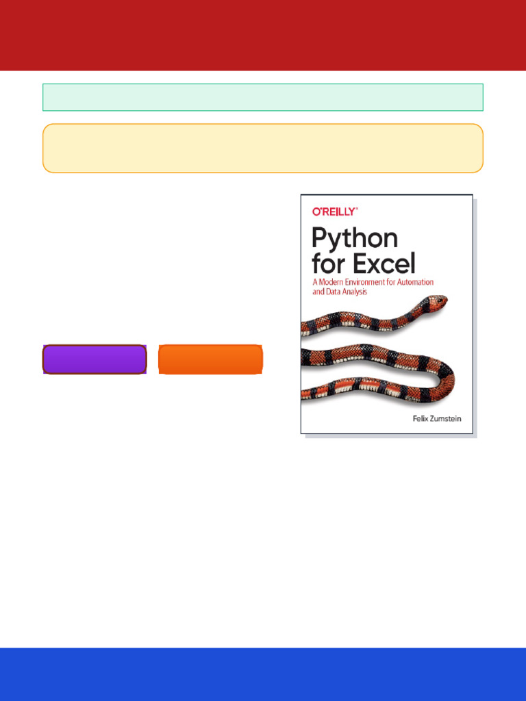 Python for Excel A Modern Environment for Automation and Data Analysis ...