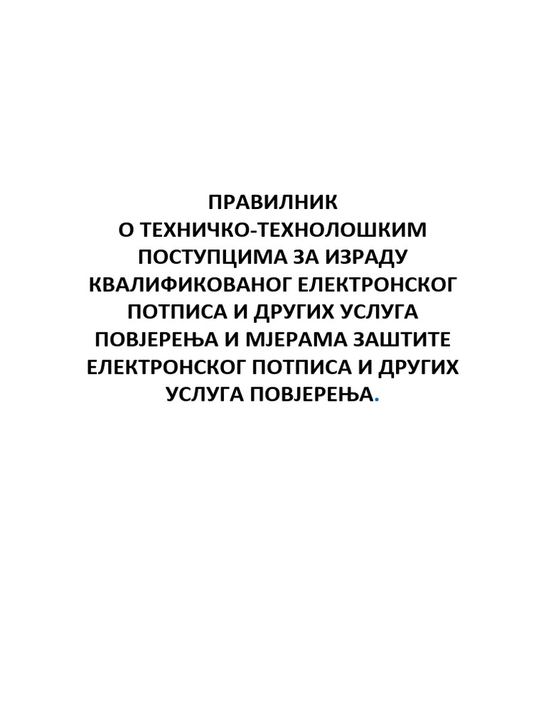 Pravilnik o Tehnicko-Tehnoloskim Postupcima | PDF
