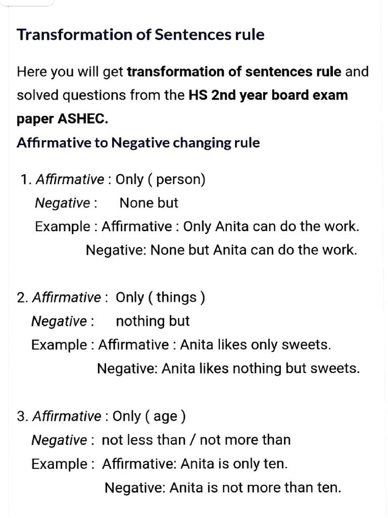 Transformation of Sentences | PDF