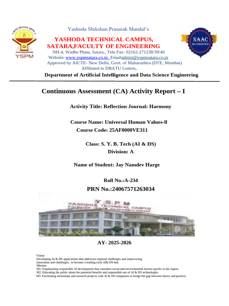 Cover Page UHV (2) (AutoRecovered) | PDF | Cognition | Cognitive Science