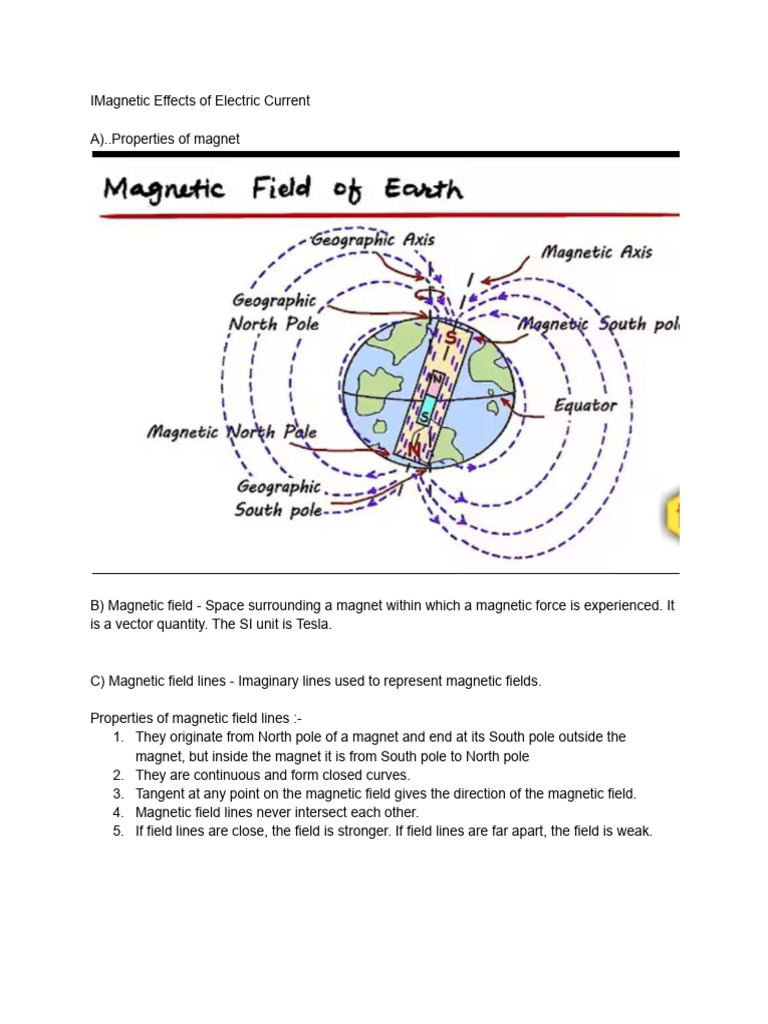 Magnetic Effects of Electric Current Explained | PDF | Magnetic Field ...