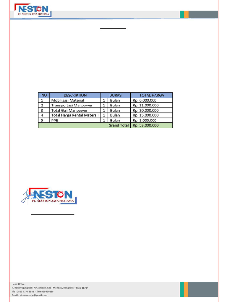 Penawaran Harga Rental Material Scaffolding Dan Manpower-1 (R.0) | PDF