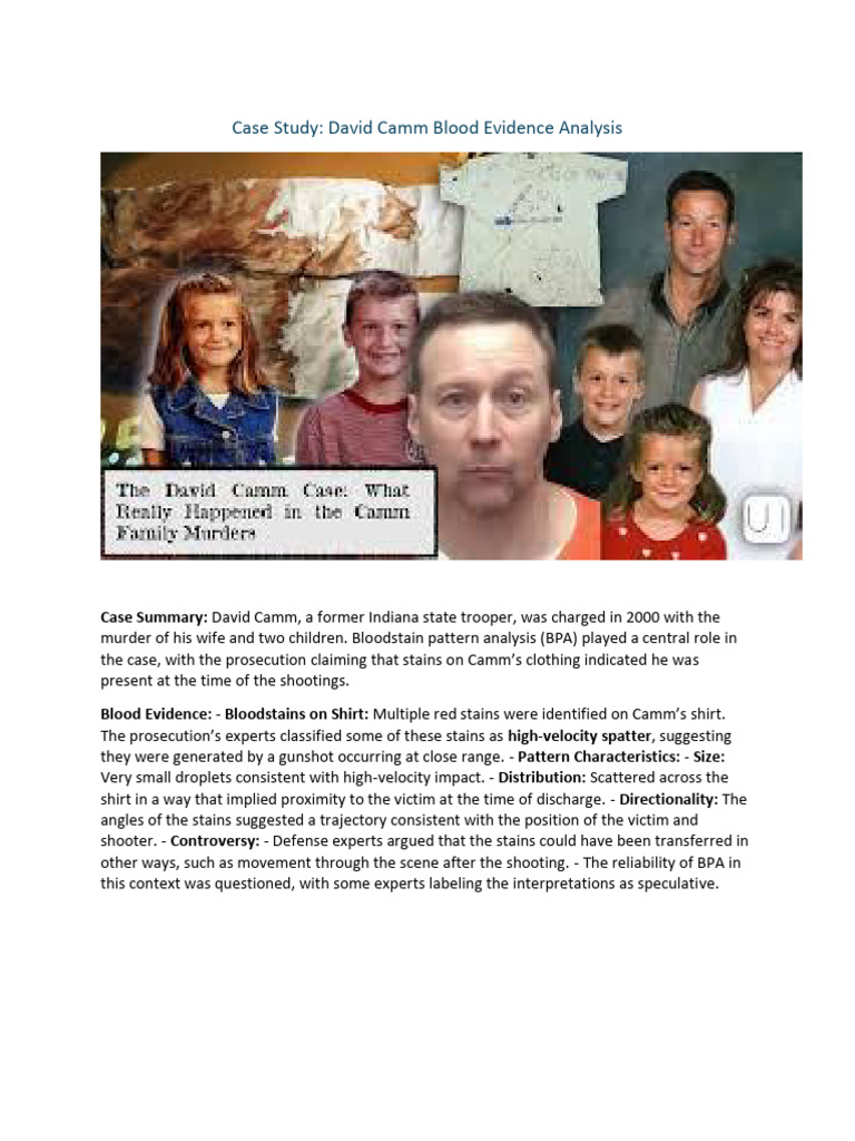 David Camm Blood Evidence | PDF