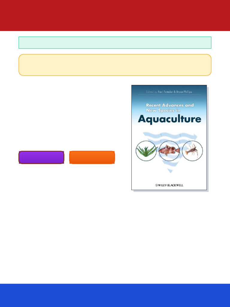 Recent Advances and New Species in Aquaculture 1st Edition Ravi Fotedar ...