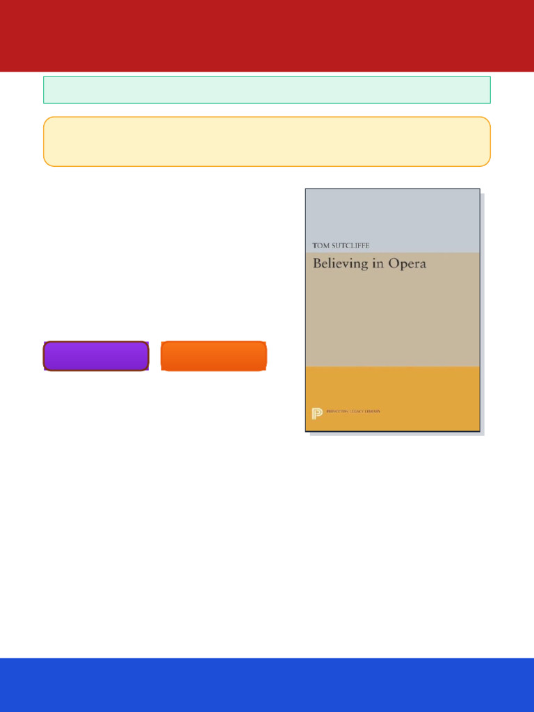 Believing in Opera Tom Sutcliffe Ebook Direct Chapter Access | PDF ...