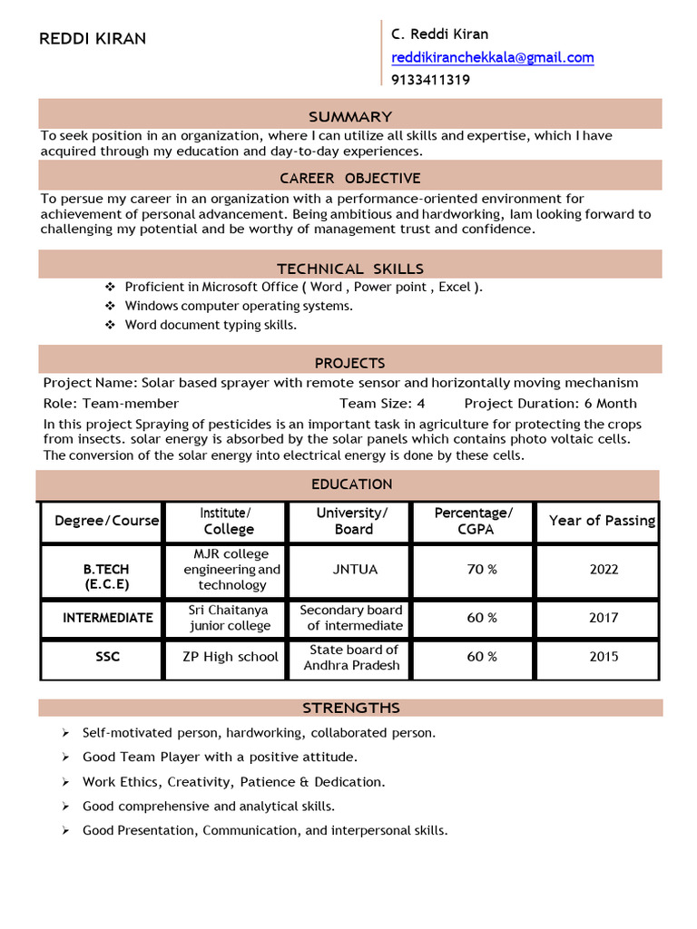 Reddi Kiran Chekkala Resume | PDF