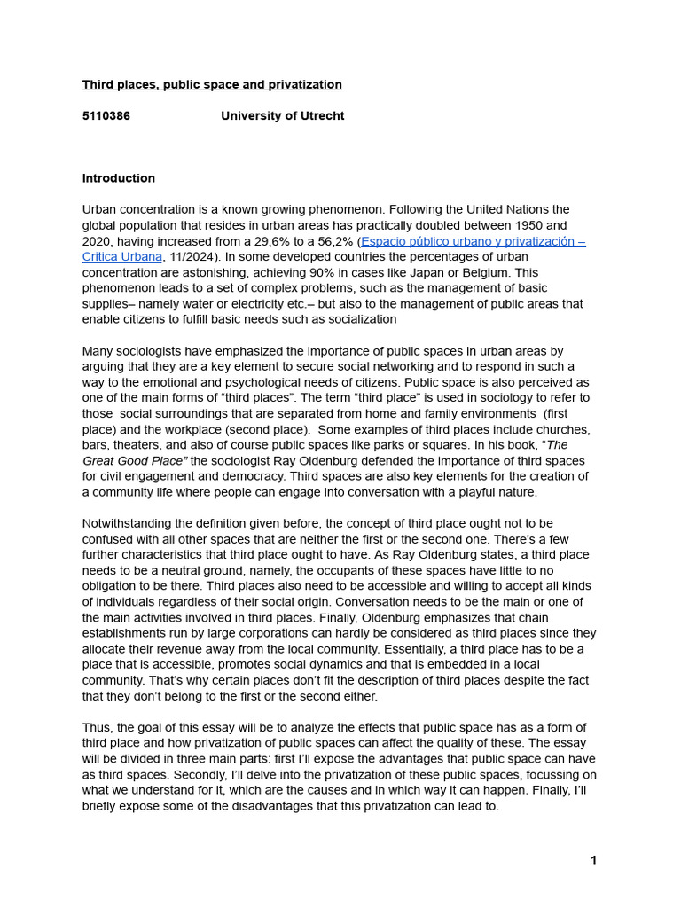 Privatization of The Third Space | PDF | Public Sphere | Liberal Arts ...