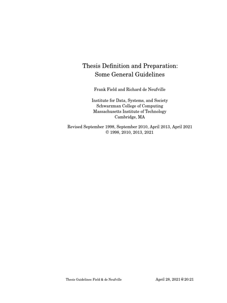Thesis Preparation Guidelines MIT | PDF | Experiment | Evidence