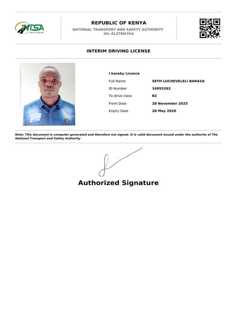 IDL ZLZTBM7KA Interim Driving License | PDF