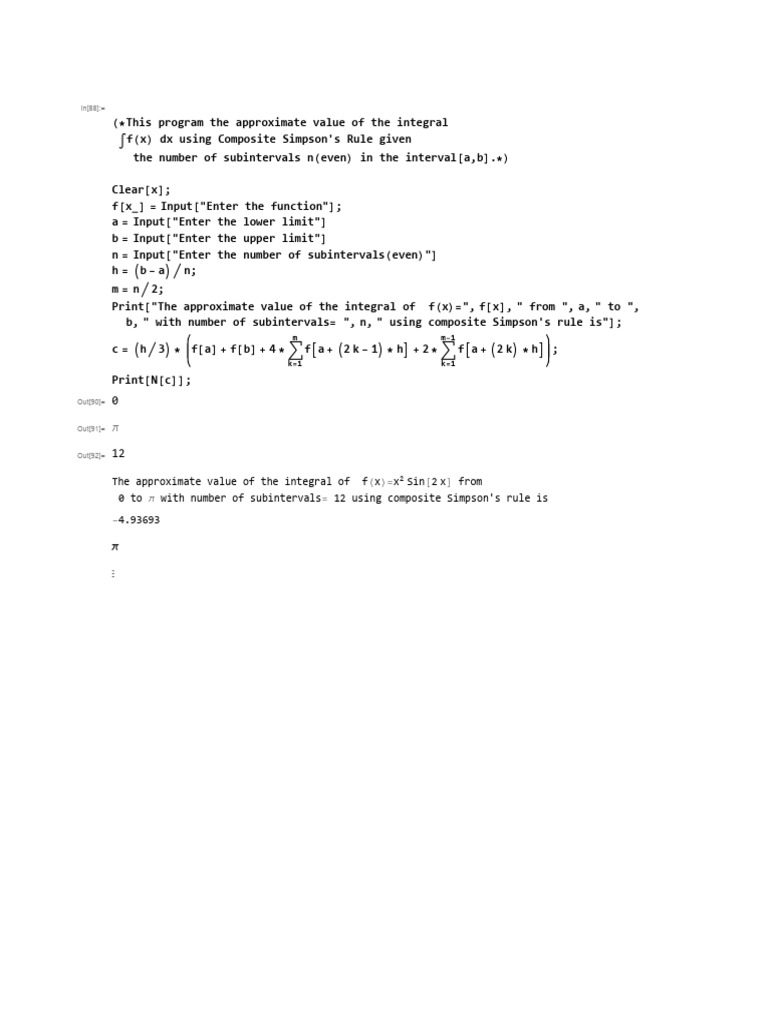 Composite Simpson's Rule for Integration | PDF