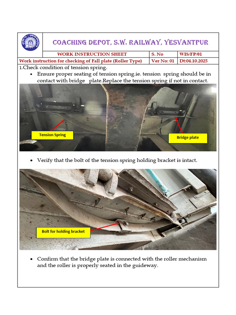 WIS For Checking of Fall Plate (Roller Type) | PDF