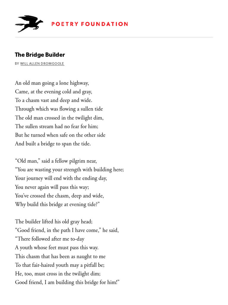The Bridge Builder - The Poetry Foundation | PDF