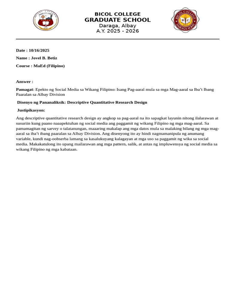 Research Design Justification | PDF