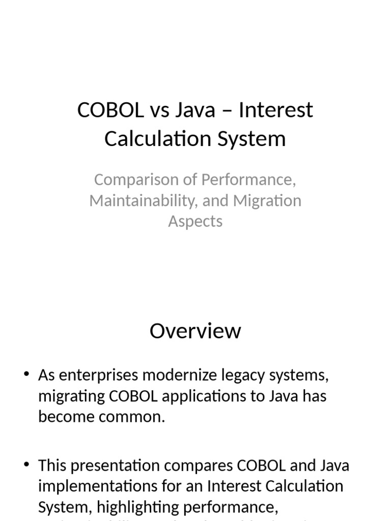 COBOL vs Java Interest Calculation | PDF
