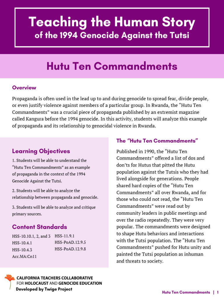 Analyzing the Hutu Ten Commandments | PDF | Hutu