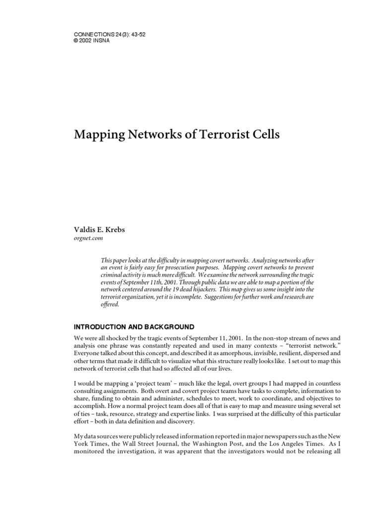 Mapping Networks of Terrorist Cells | PDF | Hijackers In The September 11 Attacks | Nawaf Al Hazmi
