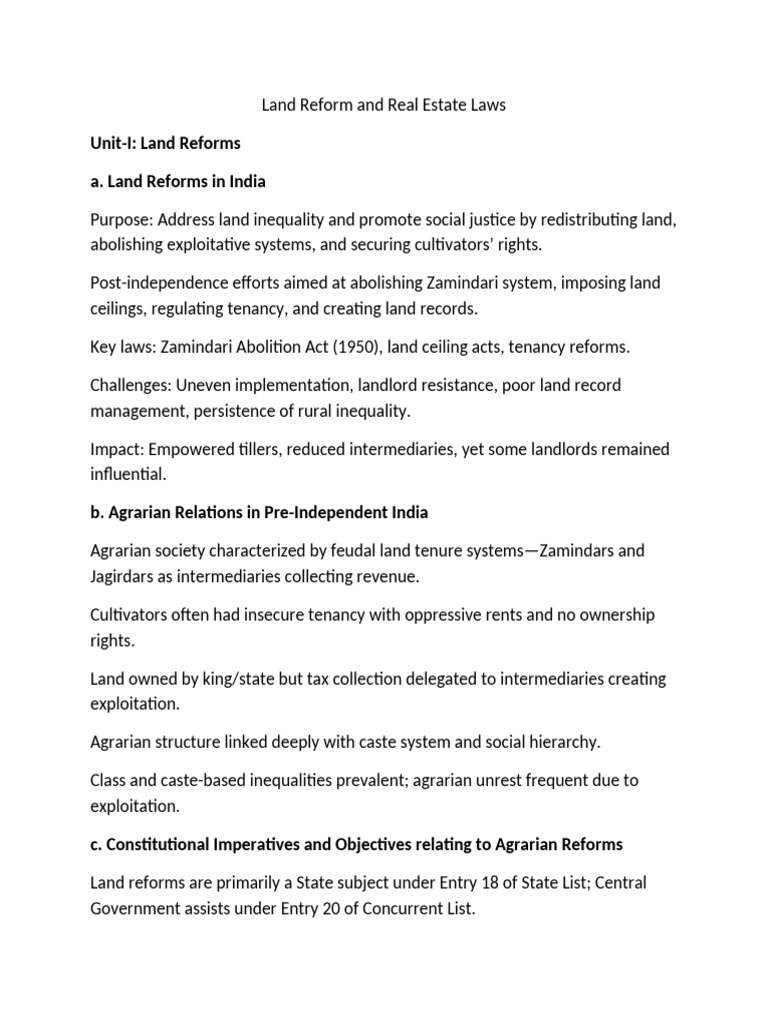 Land Reform and Real Estate Laws Overview | PDF | Landlord | Eviction