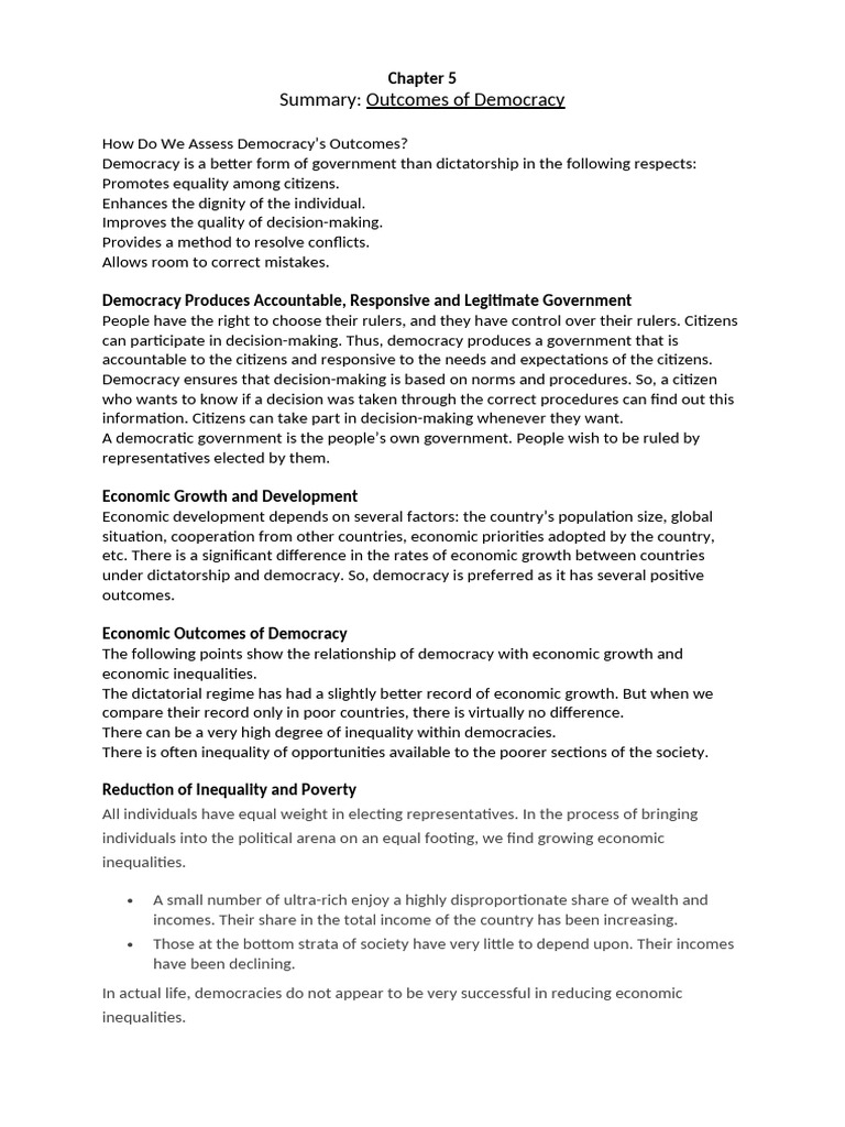 CIVICS NOTES CHAPTER 5 | PDF | Democracy | Political Ideologies