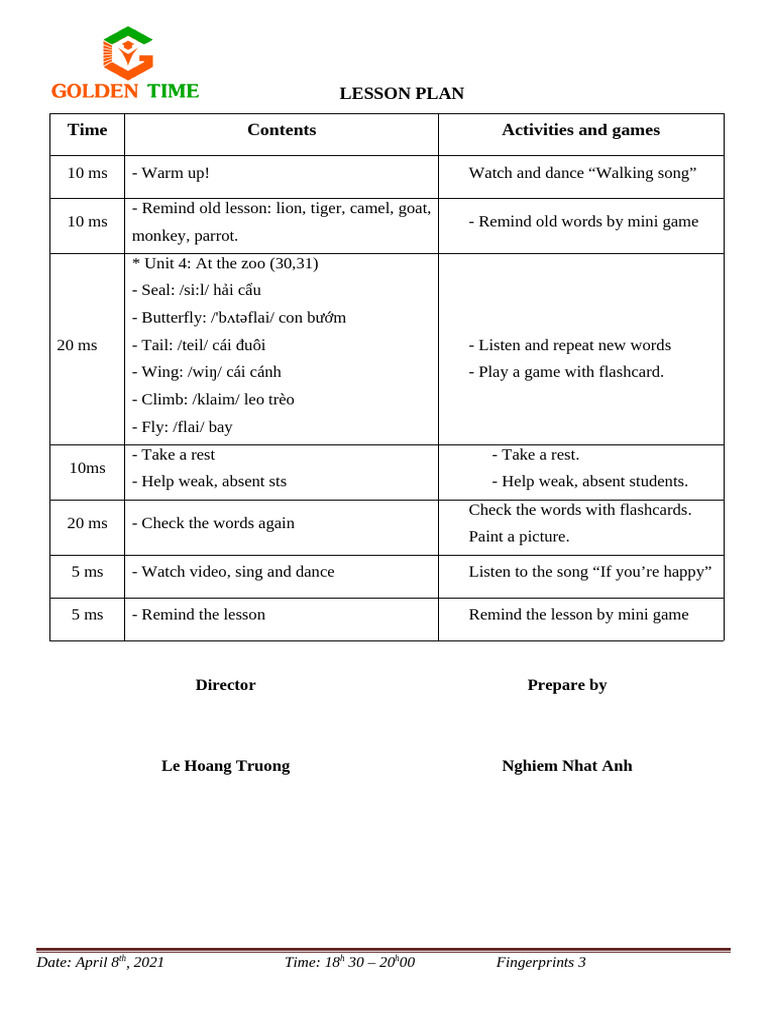 Zoo Lesson Plan for Kids Activities | PDF