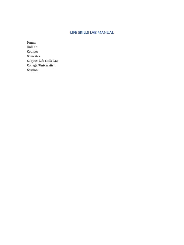 Life Skills Lab Manual Overview | PDF | Skill | Communication
