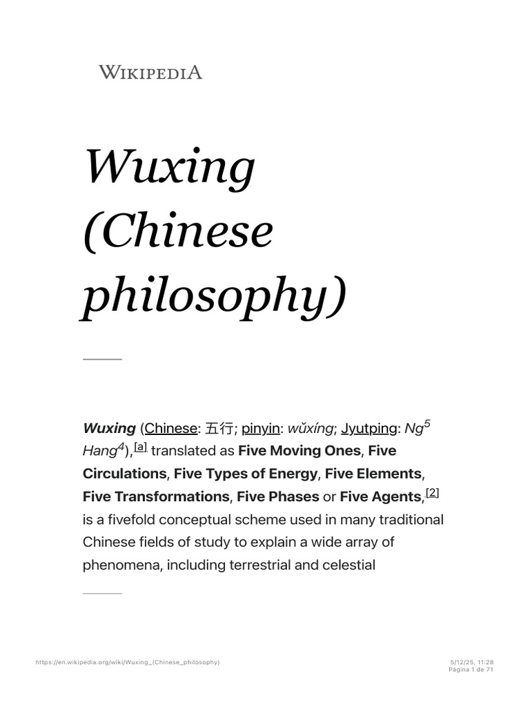 Understanding Wuxing: The Five Elements | PDF