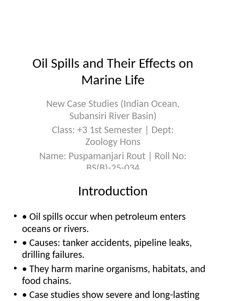 Oil Spills Marine Life Puspamanjari Rout | PDF