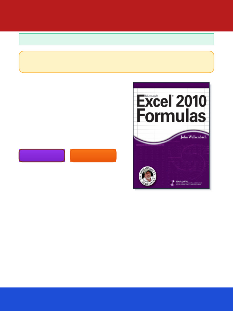 Excel 2010 formulas 1st Edition John Walkenbach ebook pro digital ...
