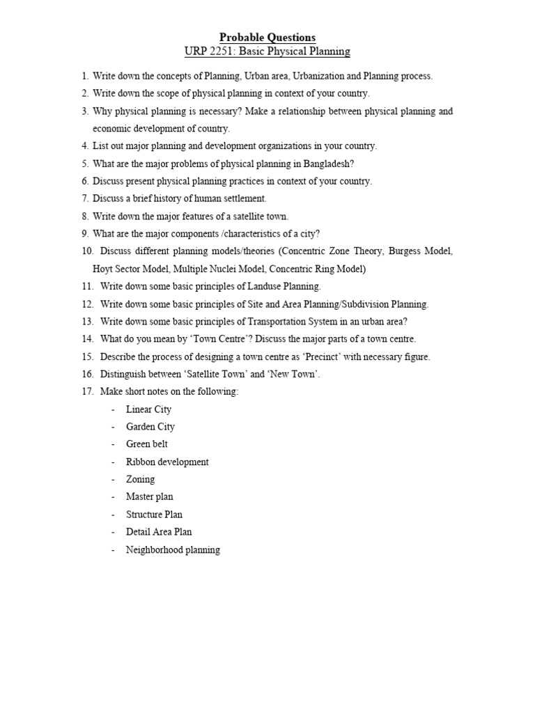 Essential Concepts of Physical Planning | PDF