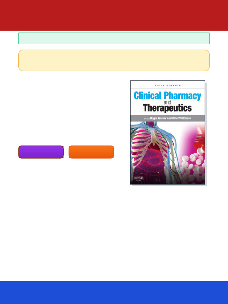 Clinical Pharmacy and Therapeutics 5th Edition Roger Walker Ebook ...