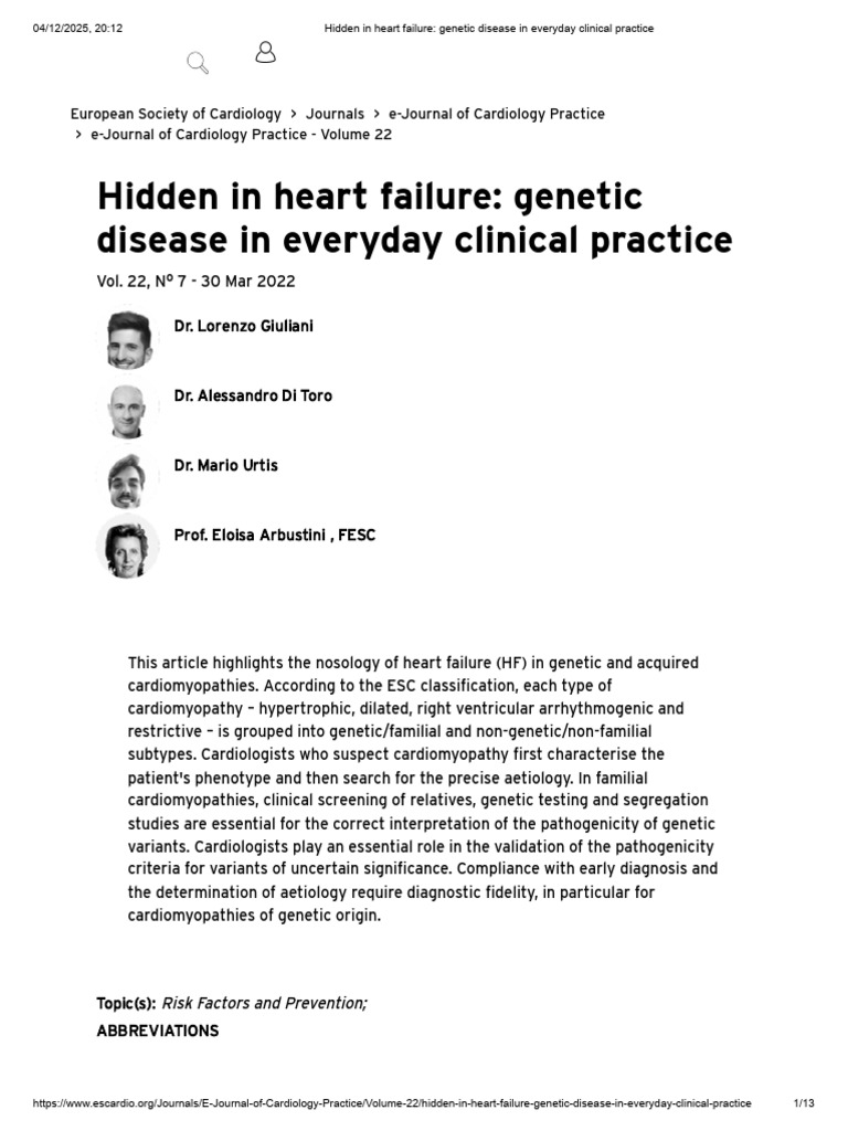 Genetic Insights in Heart Failure Management | PDF | Heart Failure ...
