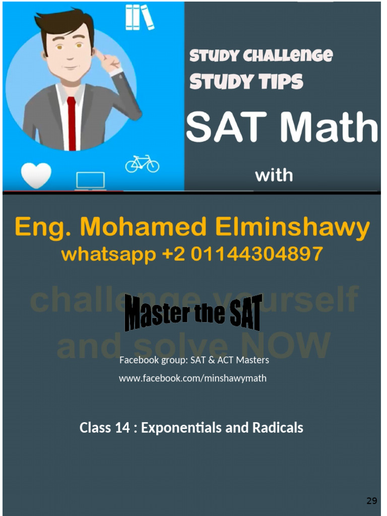 Exponents and Radicals Math Lesson for Est Exam and SAT and ACT Exam ...