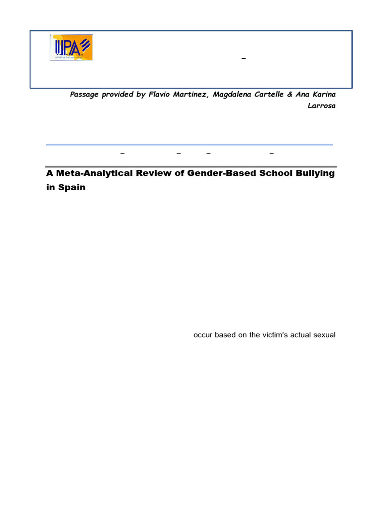 Gender-Based School Bullying in Spain | PDF | Bullying | Homophobia