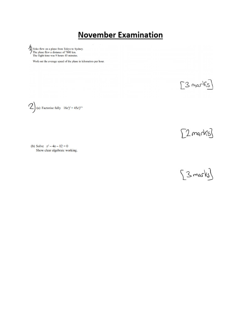 November Examination | PDF