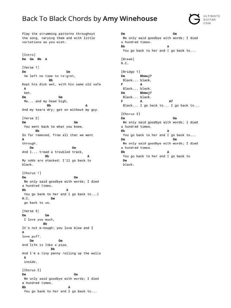 Back To Black Chords | PDF