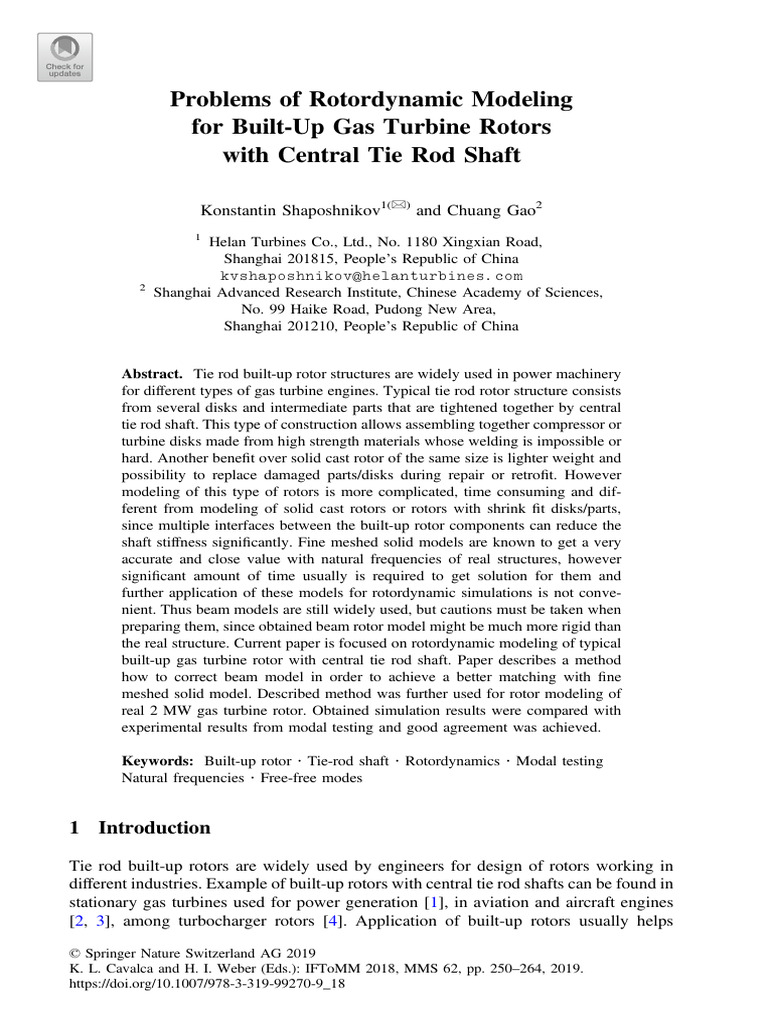Rotordynamic Modeling of Gas Turbine Rotors | PDF | Turbine | Beam ...