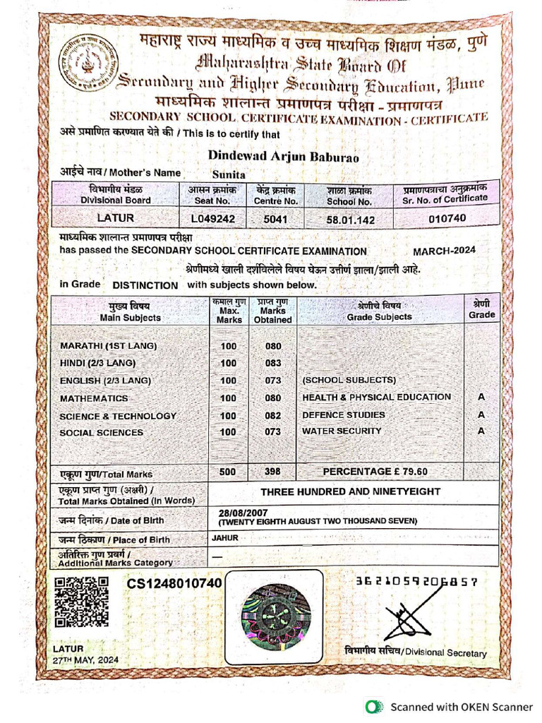 Class-X Marksheet. Compressed | PDF