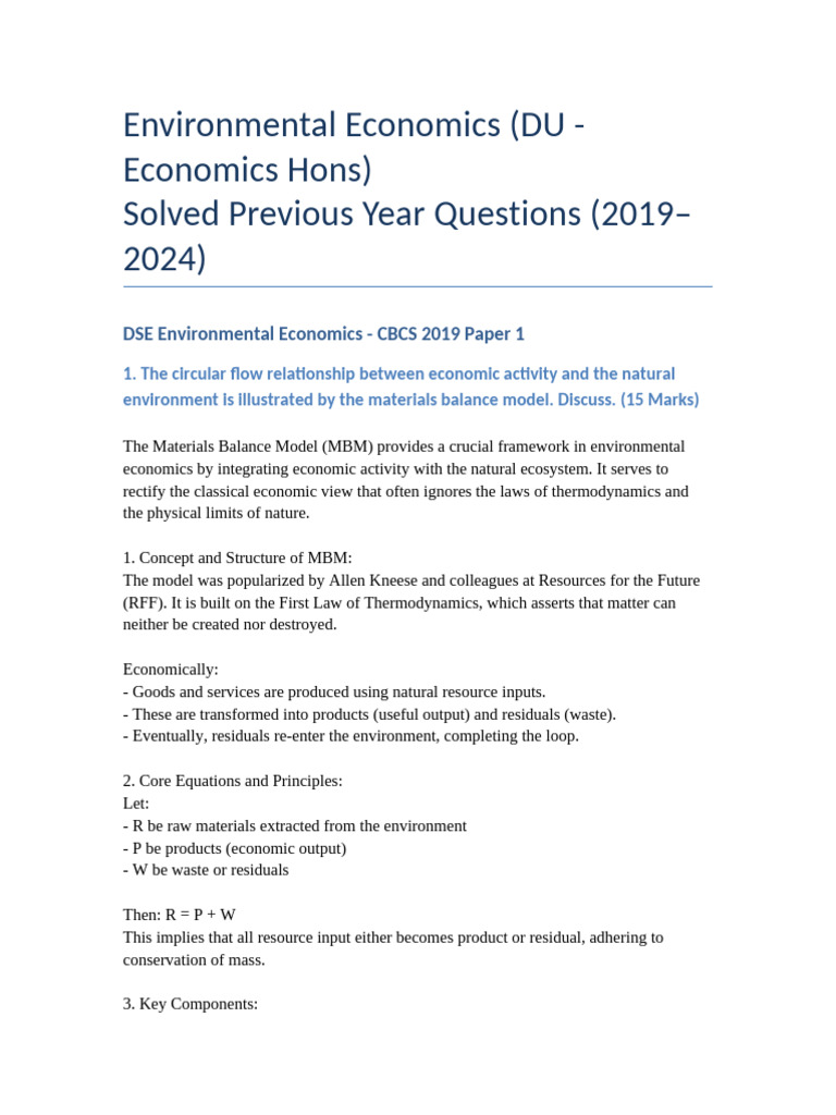 EE PYQ Answers Full Document 2 | PDF | Economics | Sustainability