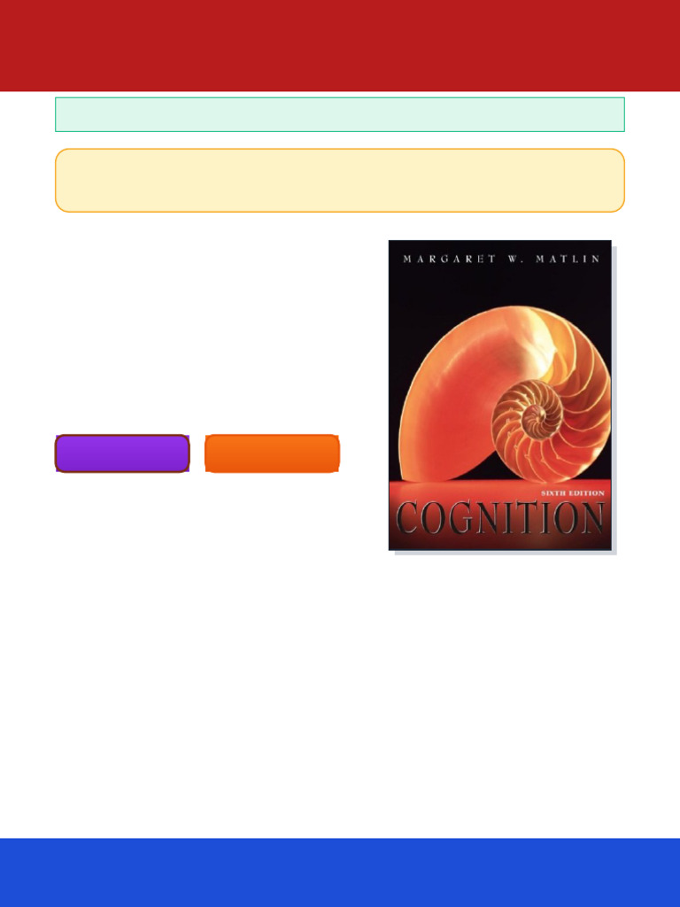 Cognition 6th Edition Margaret W. Matlin Ebook Instructor Edition | PDF ...