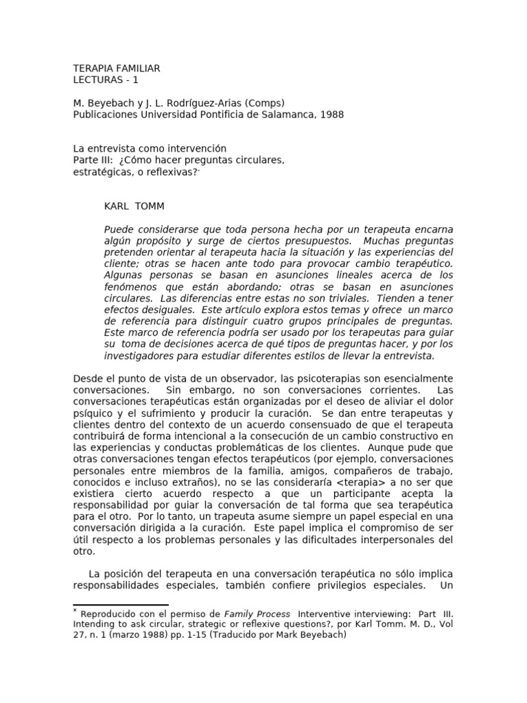 K Tomm 3 | PDF | Psicoterapia | Comportamiento