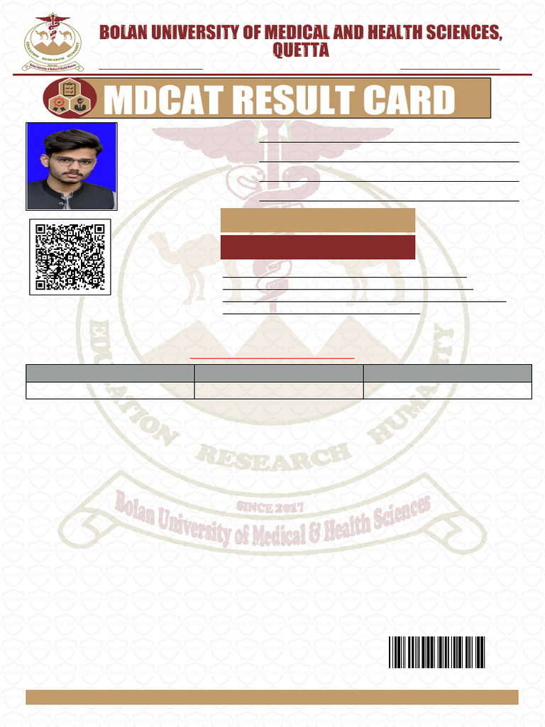 MDCAT 2025 Result for Zeeshan Khalil | PDF