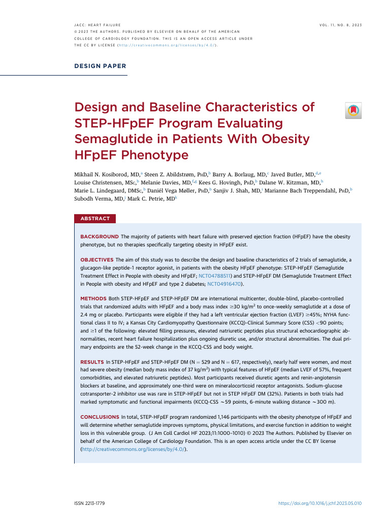 Kosiborod Et Al Design and Baseline Characteristics of Step Hfpef ...