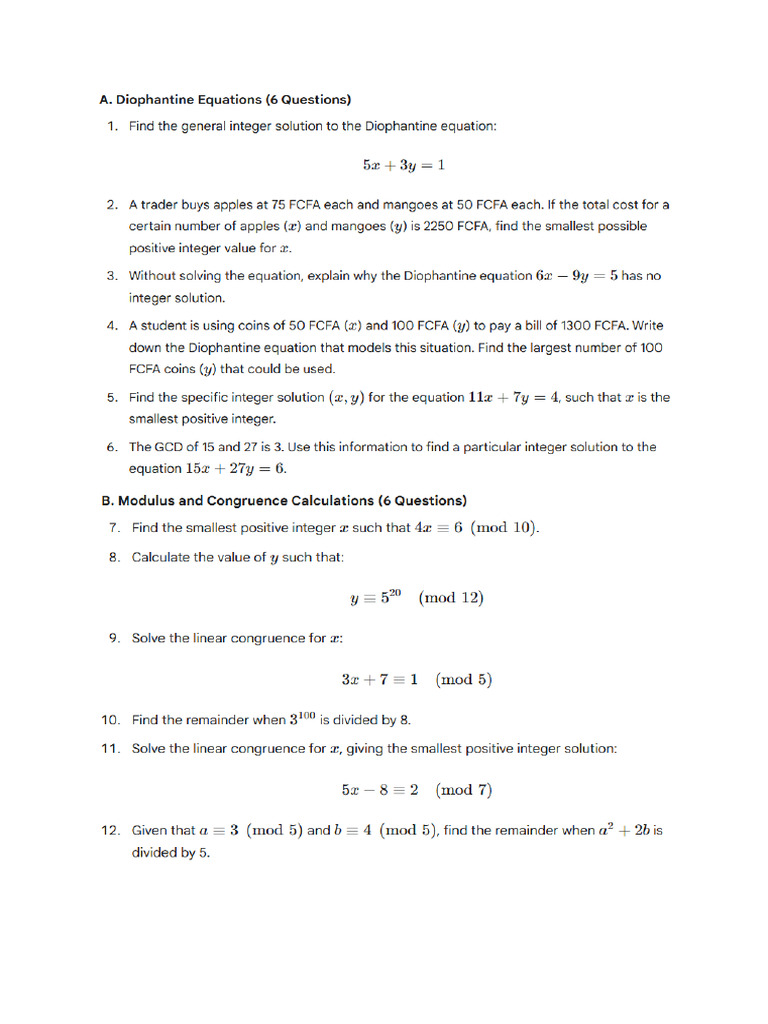 Further Maths Revision Questions | PDF